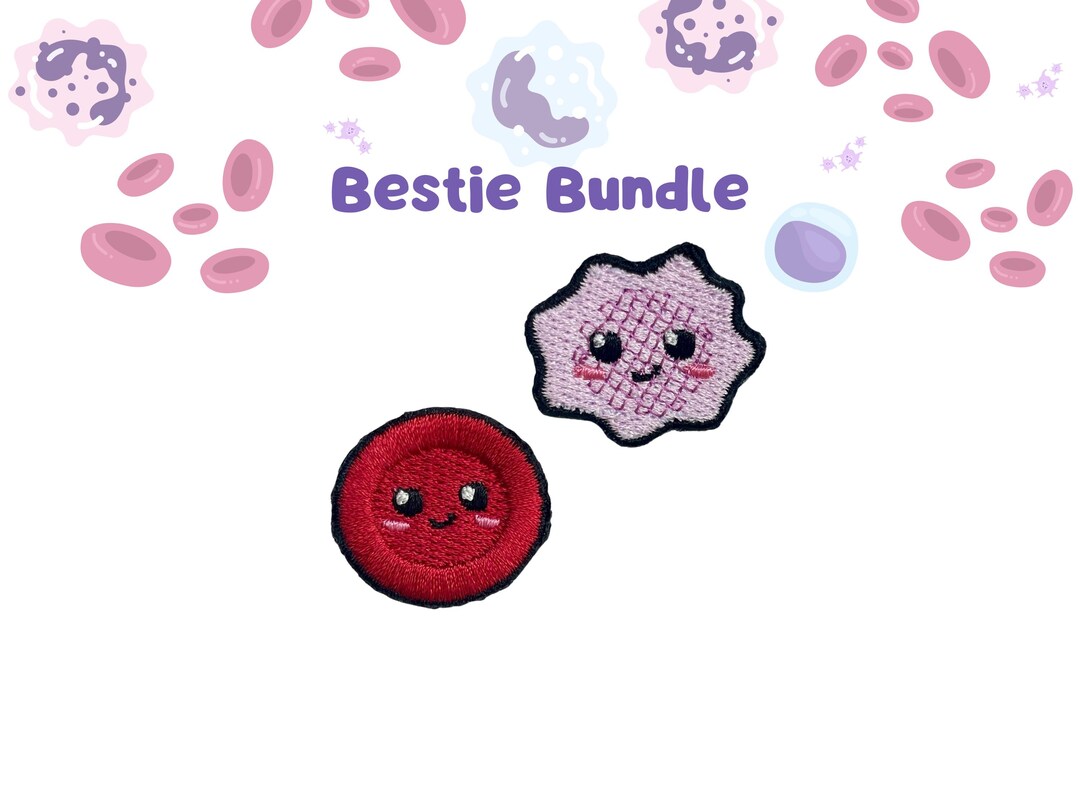Bestie Pack! Embroidered Red Blood Cell and Platelet – Pin, Magnet ...