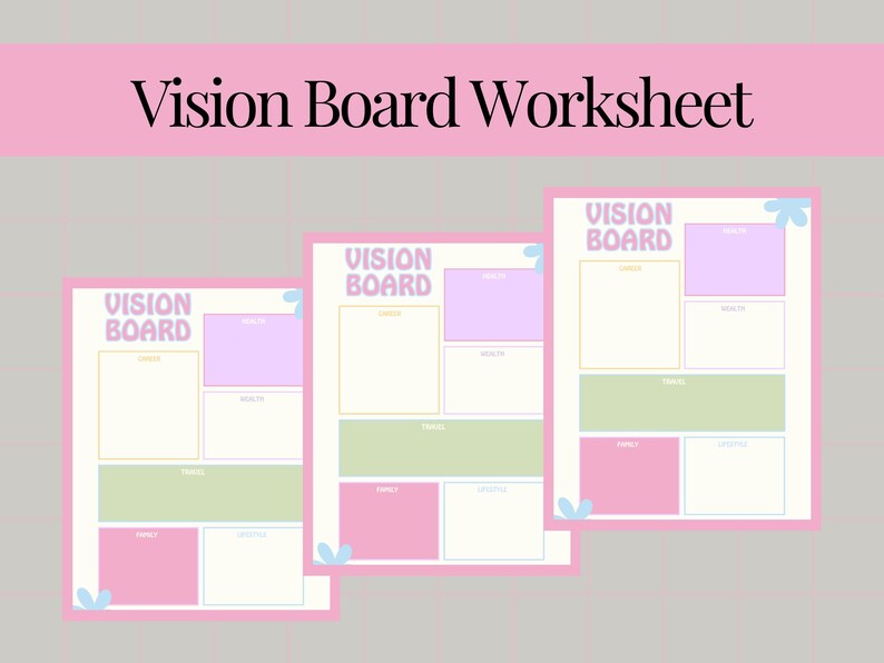 Vision Board Worksheet - Manifestation Tool - Goal Setting - Etsy