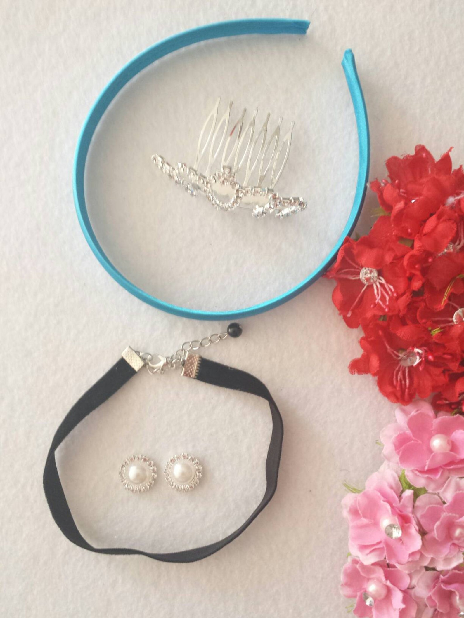 Deluxe Blue Princess Set of Headband Choker Crown and - Etsy