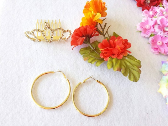 Latina Princess Inspired Set of Crown Earrings and Flower | Etsy