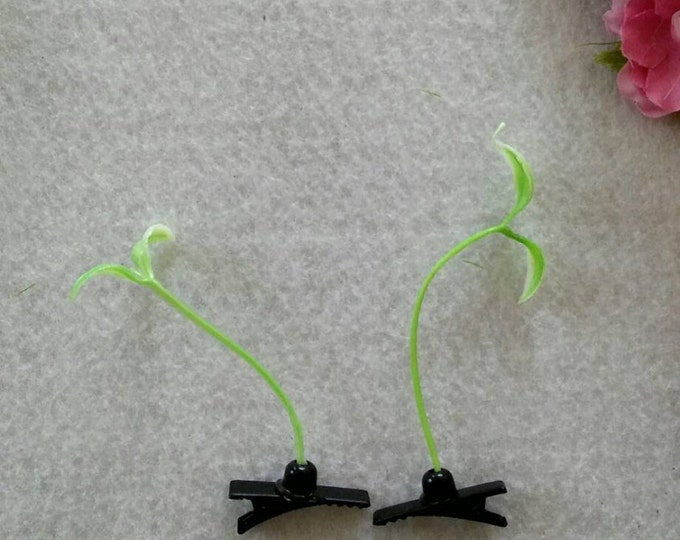 Trendy Pair of Green Grass Sprout Hair Clips. - Etsy