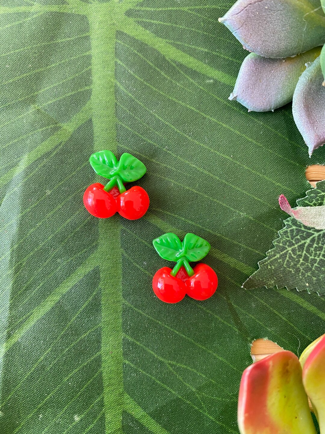 2 Cherry Resin Planar Flat Back - Etsy