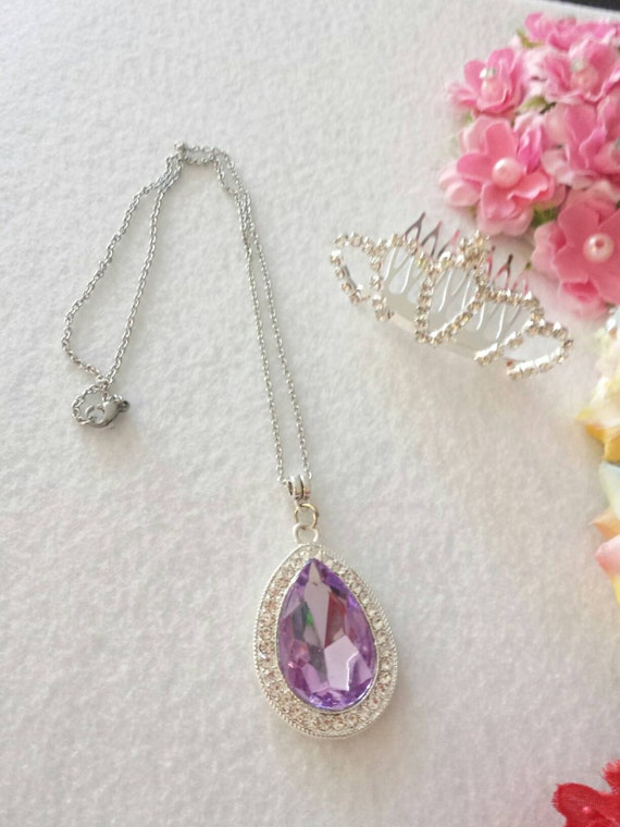 Set of Crown Tiara and Purple Amulet Necklace - Etsy