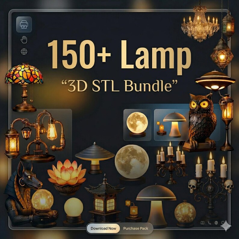 150+ Lamp STL Bundle, 3D Printable Lamp Files, Modern Lighting Designs ...