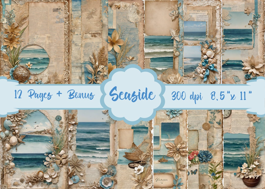 Vintage Seaside Junk Journal Papers/scrapbooking Kit/printable Pages ...