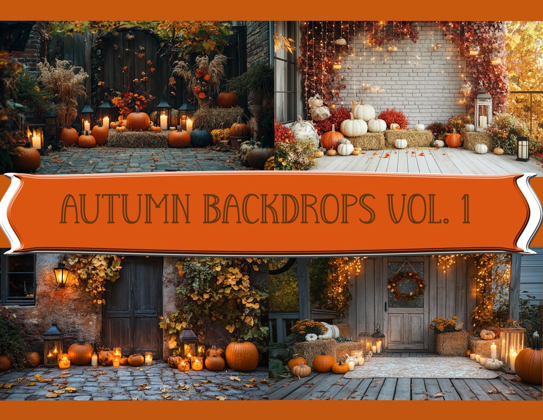 Autumn Digital Backdrop Photography/fall Overlay Background/pumpkins ...
