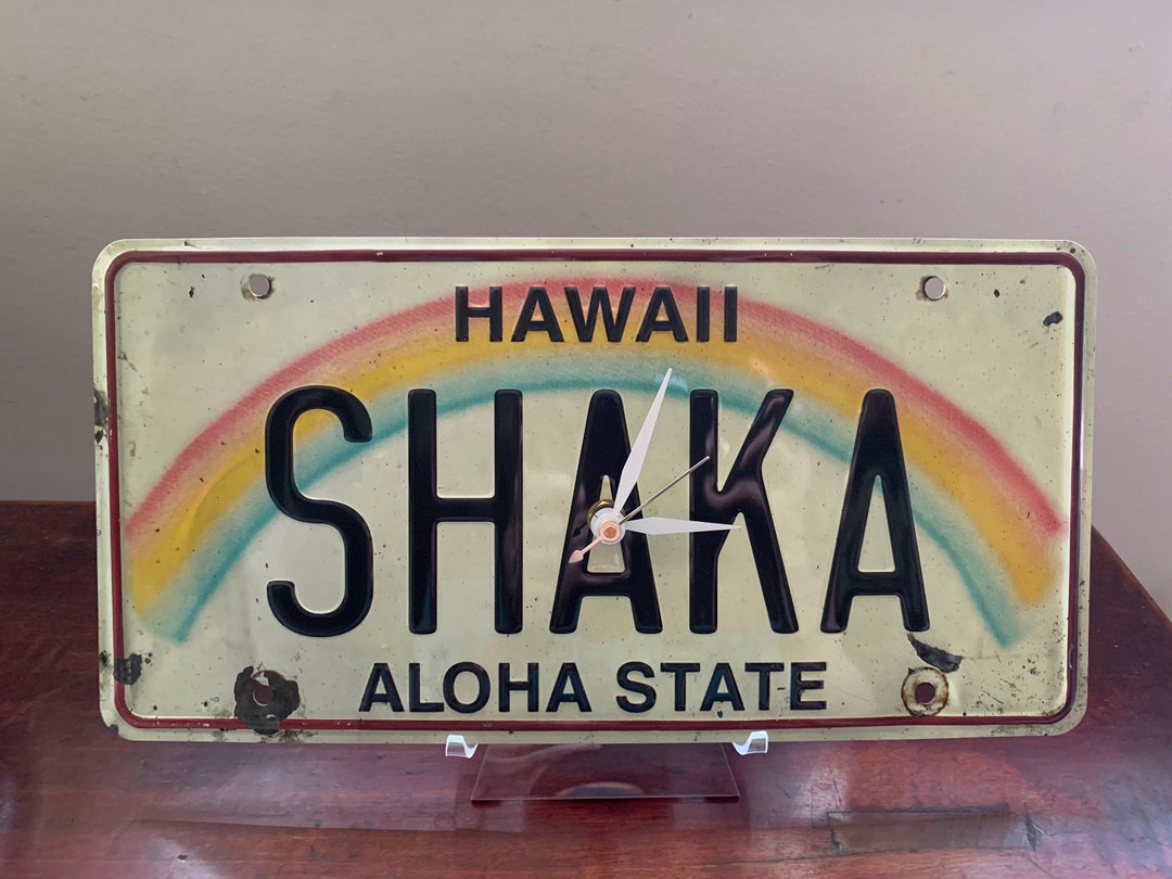 Hawai'i SHAKA Distressed License Plate Clock - Etsy