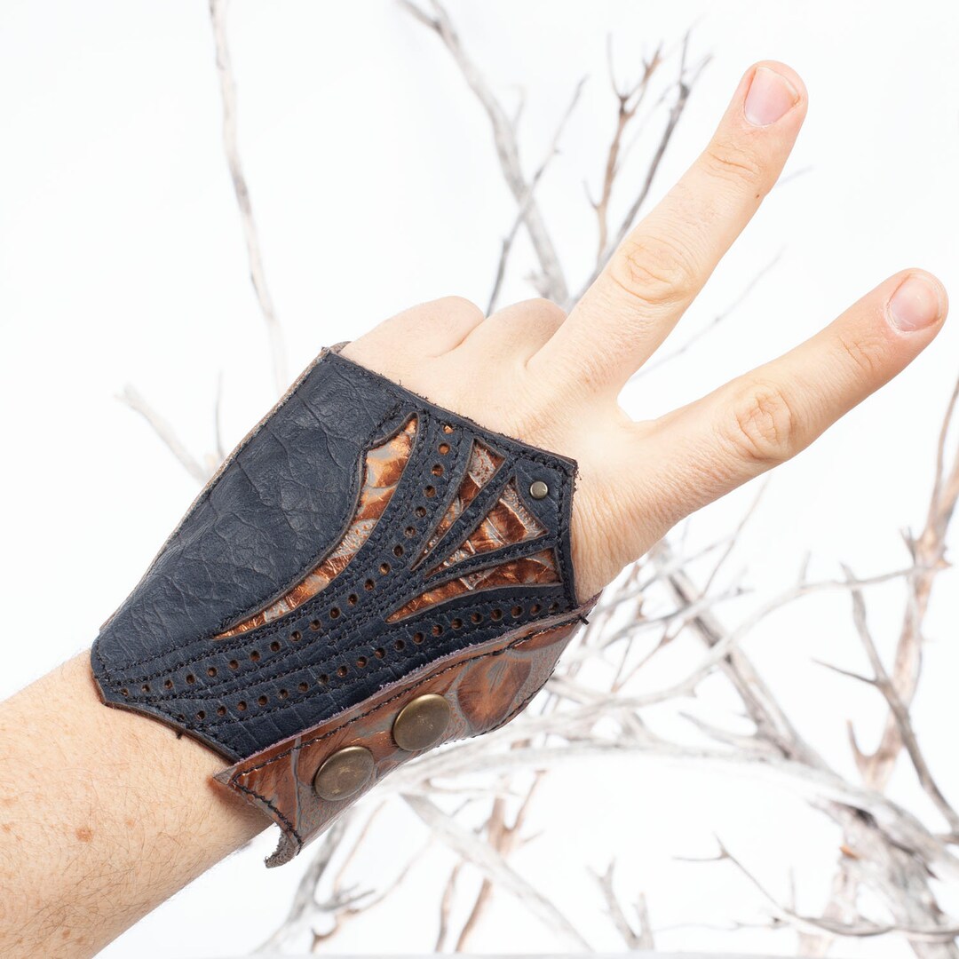 Leather Fingerless Glove, Single Glove, Ninja Glove, Left Hand Glove ...