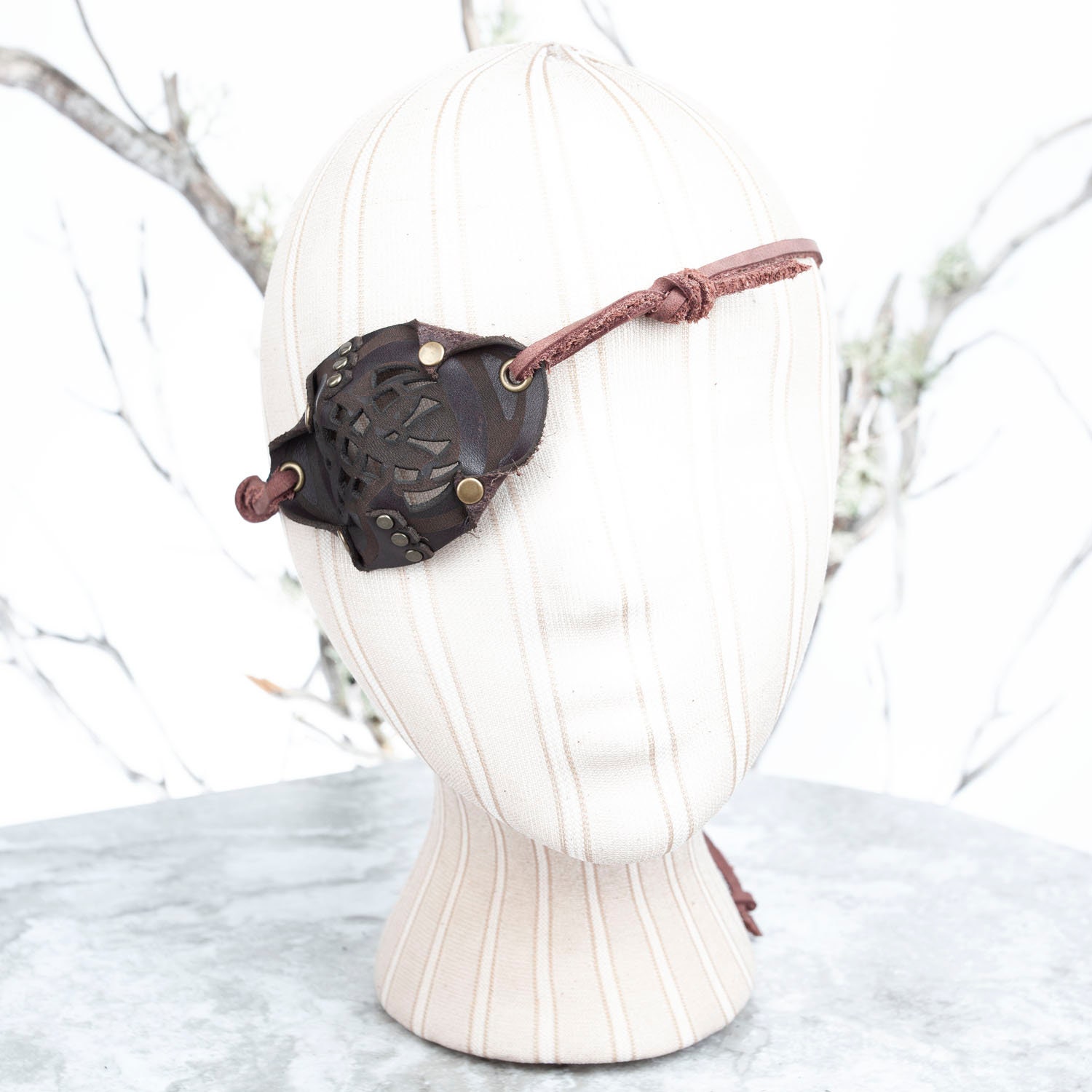 Dark Brown Eyepatch Leather Eye Patch Filigree Eyepatch U | Etsy