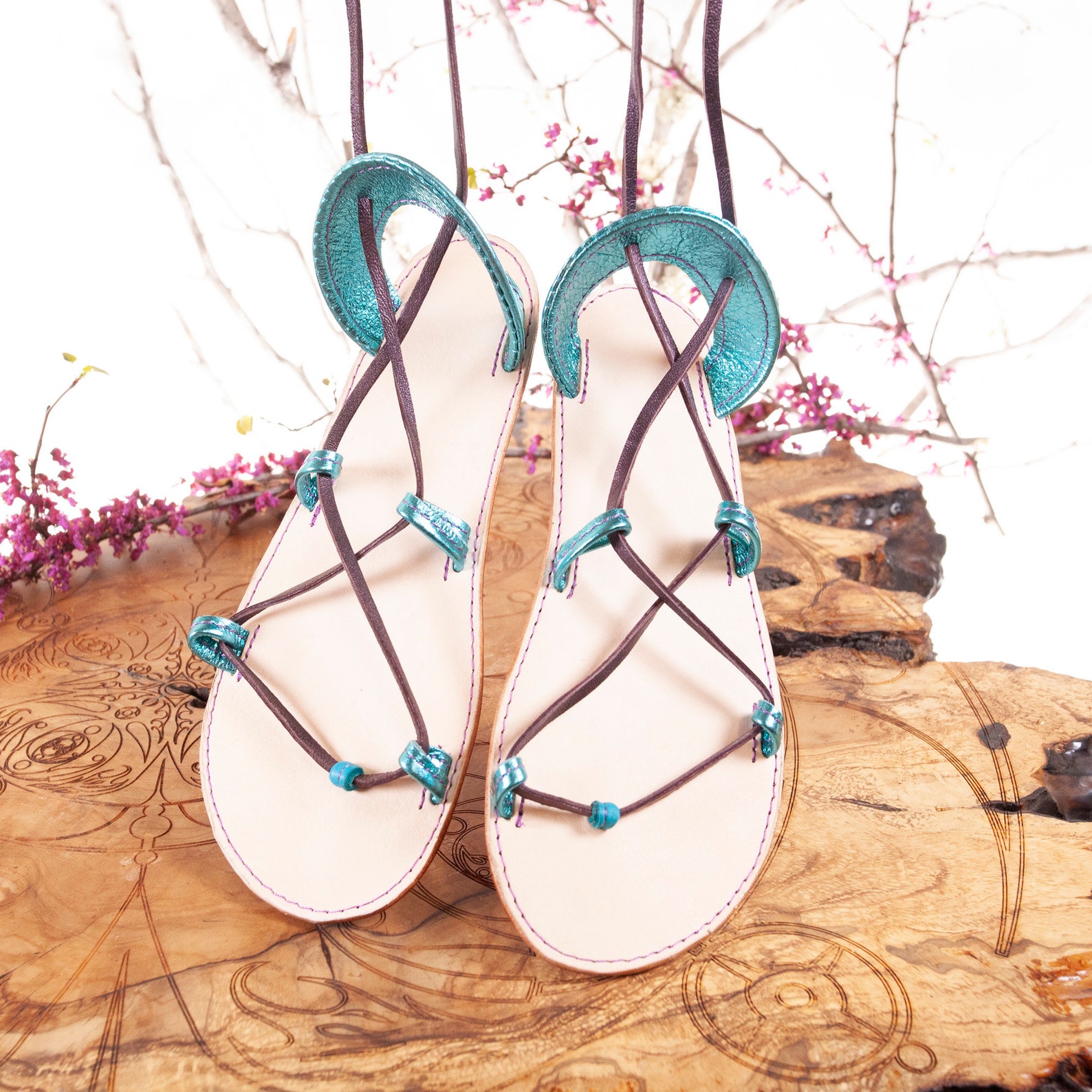 Made to Order Metallic Turquoise Oasis Grecian Sandals - Etsy