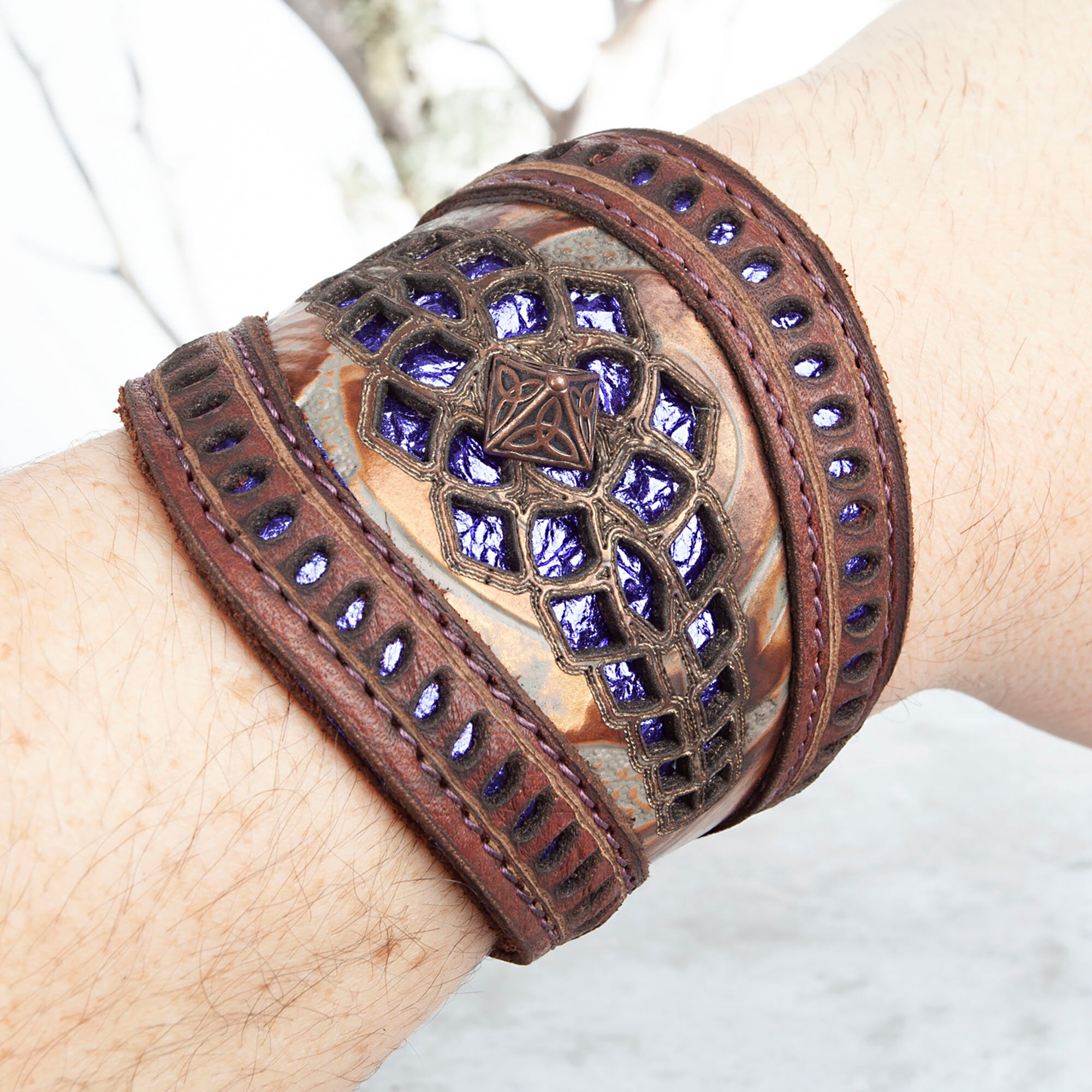 Leather Bracelet Arm Cuff Leather Wristlet Leather | Etsy