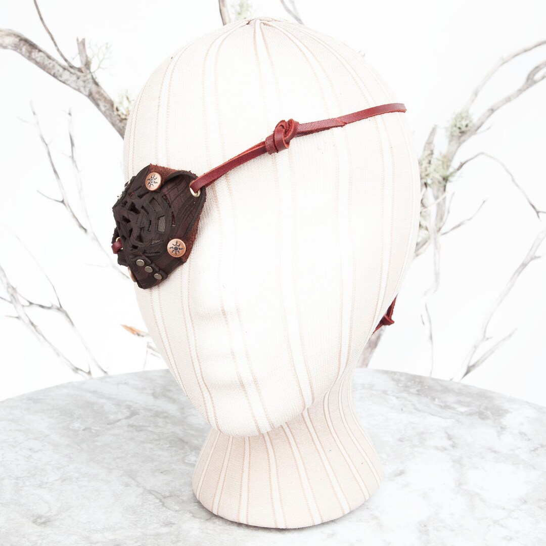Burgundy Eyepatch Leather Eye Patch Filigree Eyepatch U CAN - Etsy