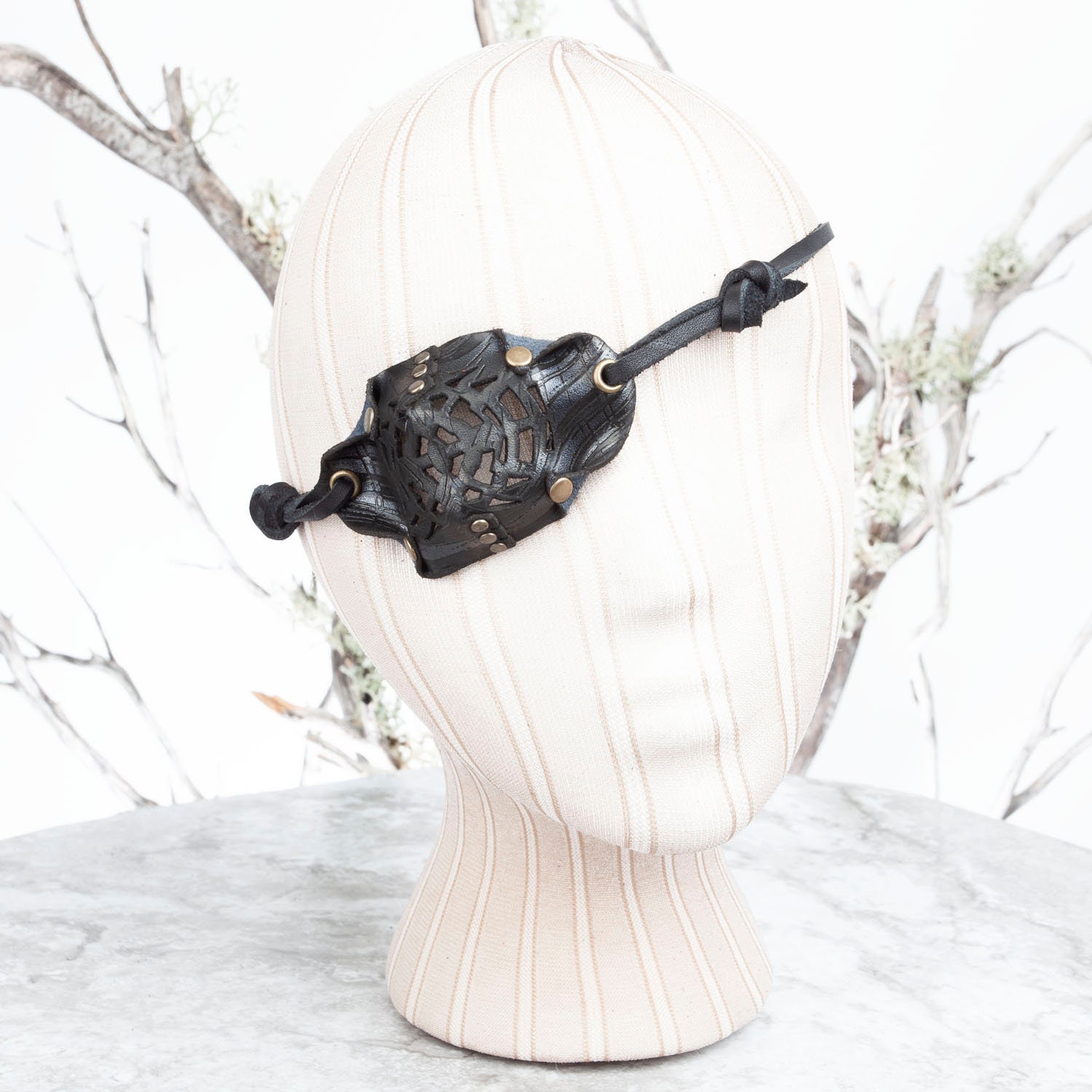 Metallic Blue Eye Patch Leather Eye Patch Eyepatch Filigree | Etsy