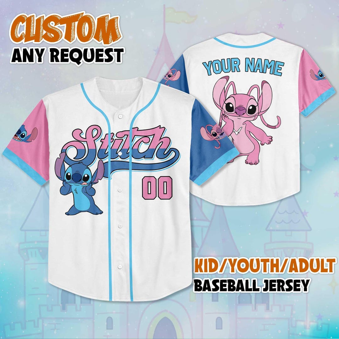 Custom Stitch and Anger Baseball Jersey, Personalize Disney Lilo ...