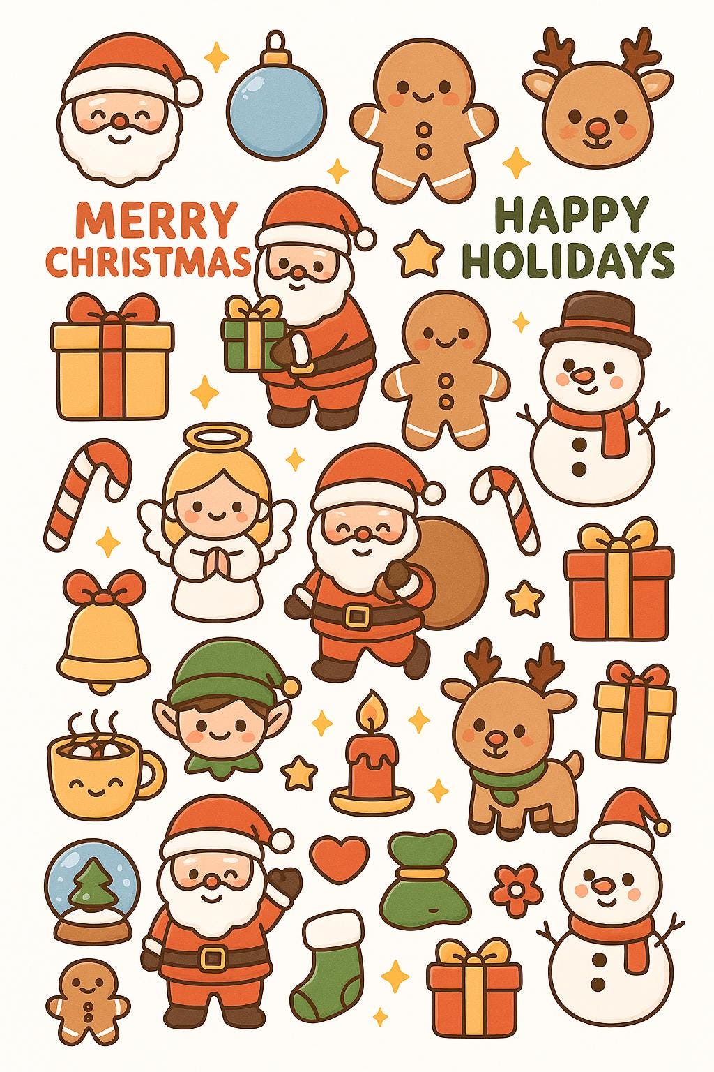Kawaii Christmas Sticker Pack – Holiday Planners & Scrapbooking - Etsy