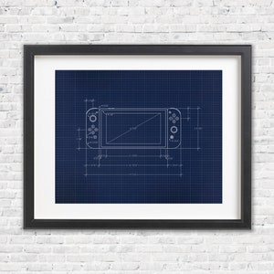 Nintendo Switch Handheld Blueprint Video Game Decor | Etsy