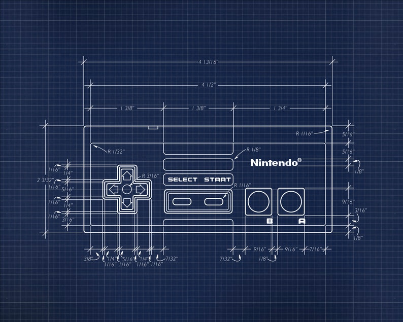 Nes Controller Blueprint Diagram Nintendo Nes Controller Dia
