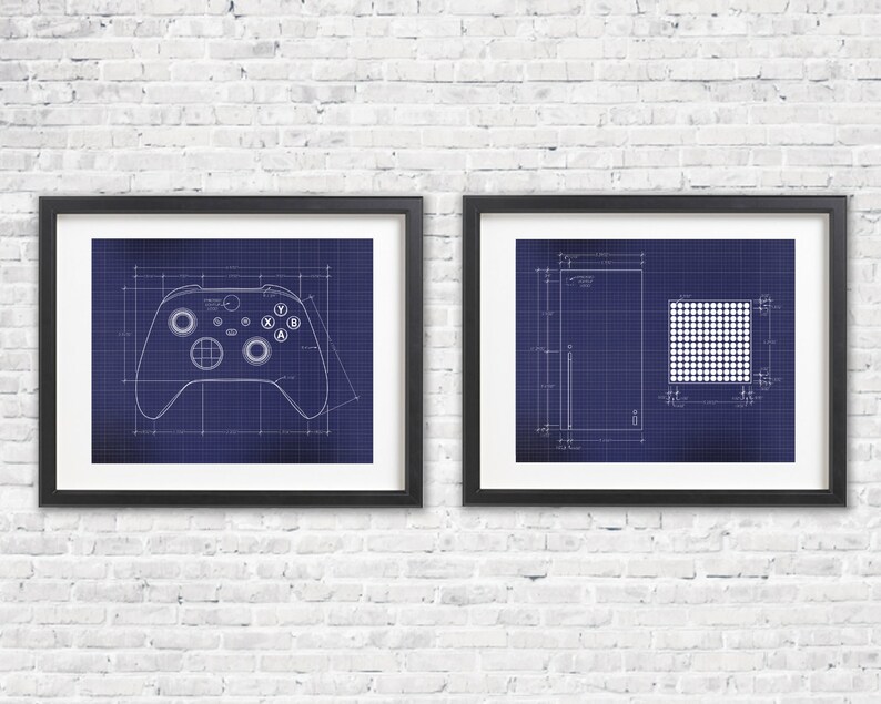 Custom Four Blueprint Set Video Game Decor | Etsy