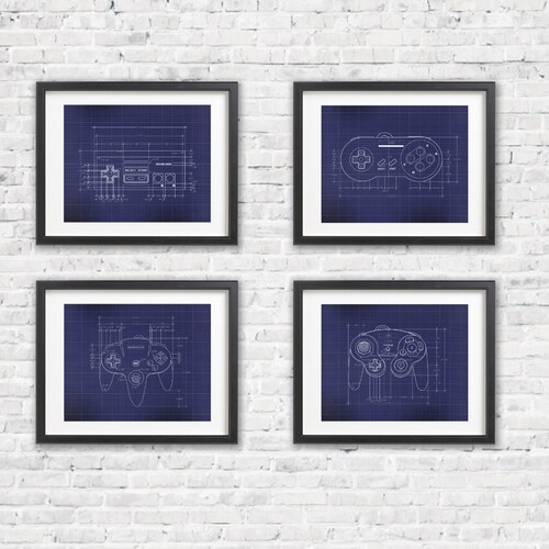 Arcade Patent Posters Set of 4 Arcade Blueprint Video Game - Etsy