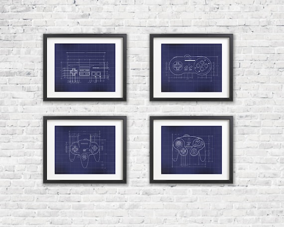 Custom Four Blueprint Set Video Game Decor | Etsy