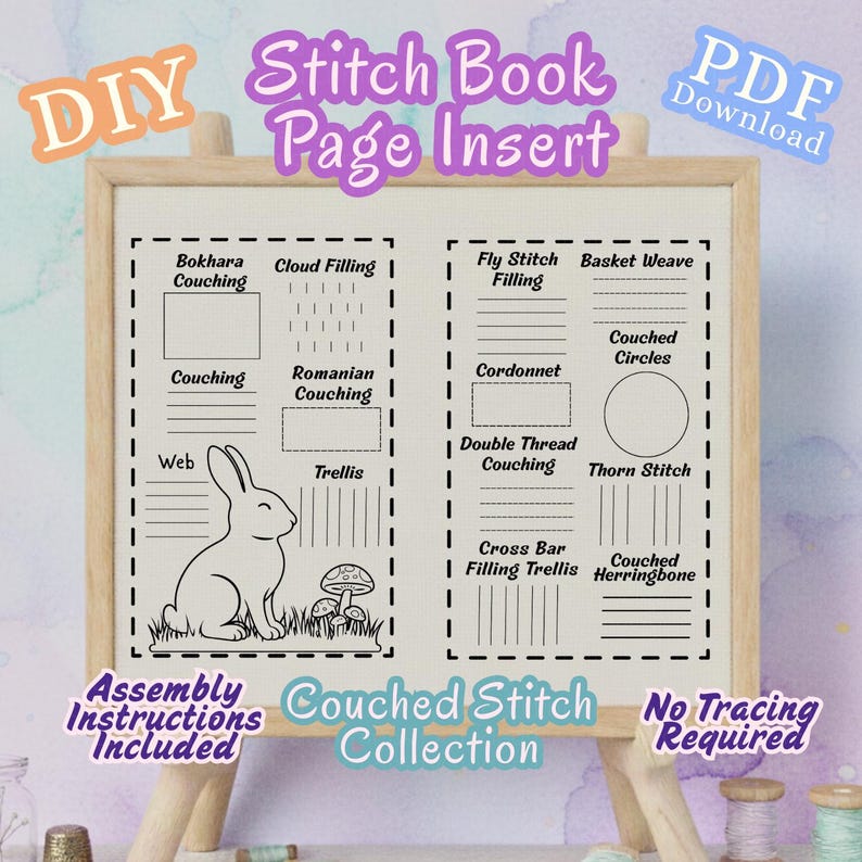 Couching Stitch Collection – Stitch Book Page Insert – Hand Embroidery ...