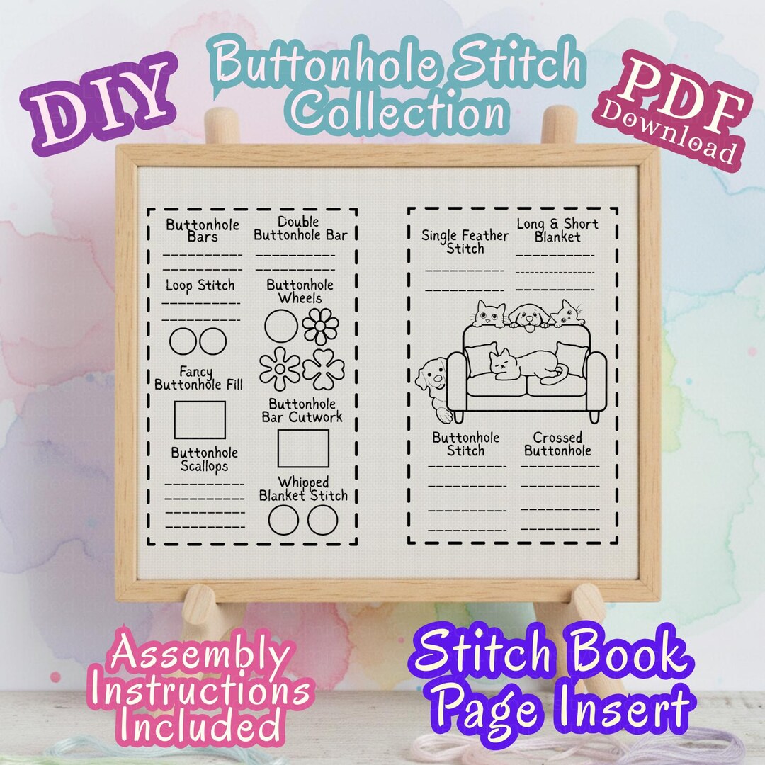 Buttonhole Collection Stitch Book Page Insert – Hand Embroidery ...