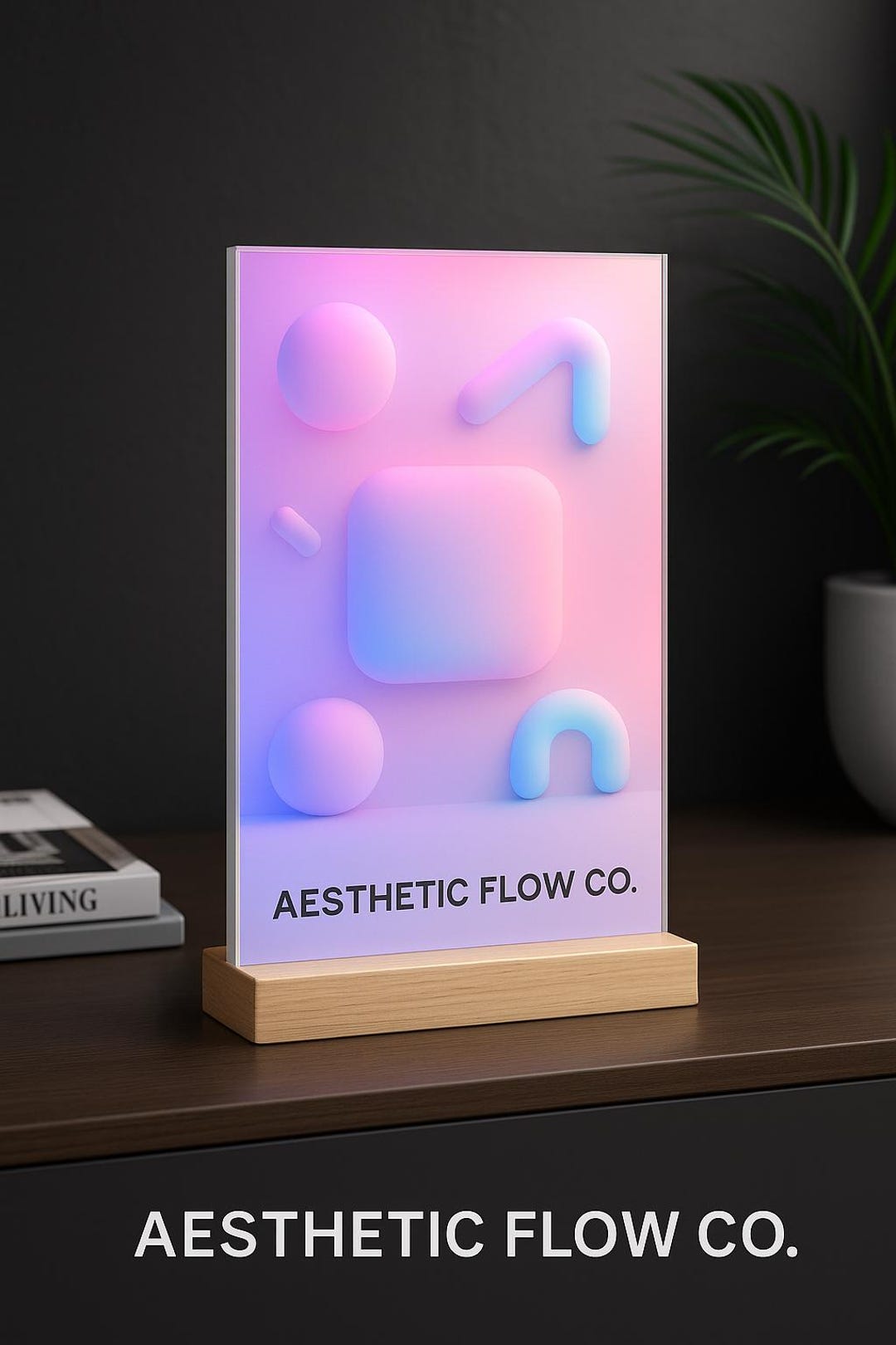 Pastel 3D Shapes Acrylic Desk Sign | Modern Art Decor - Etsy