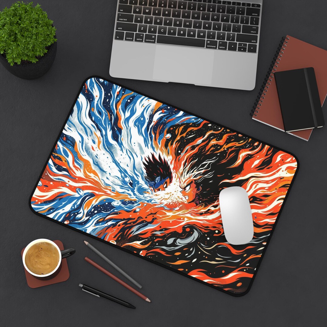 Yin Yang Fire Water Illustration Desk Mat | Abstract Swirl Mouse Pad - Etsy