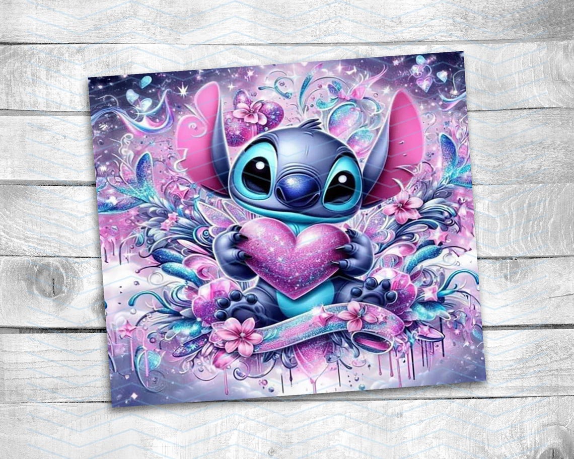 Stitch Inspired, Baddie Floral, 20oz Tumbler Wrap, Sublimation Design ...