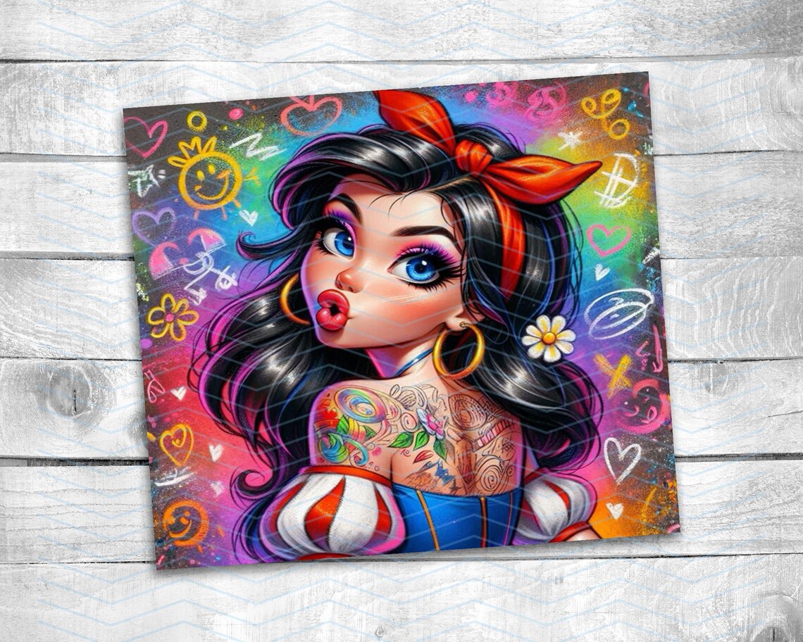Chibi Princess Inspired, Tattoo Baddie 20oz Tumbler Wrap, Sublimation ...