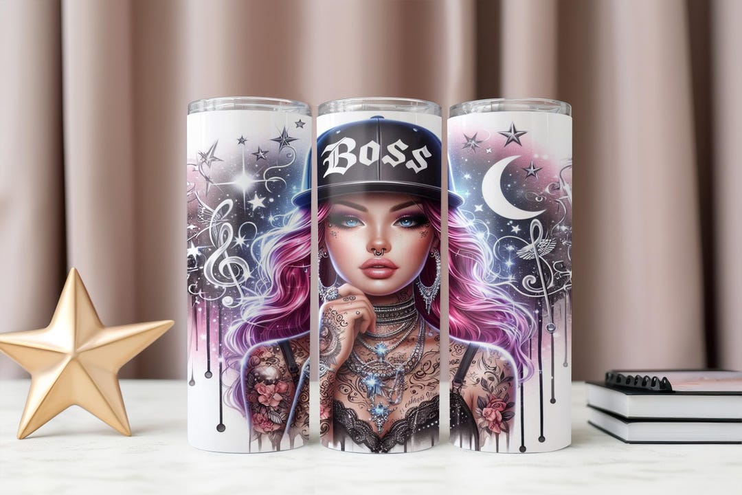 Music Lover Boss Babe, Tattoo Baddie 20oz Tumbler Wrap, Sublimation ...
