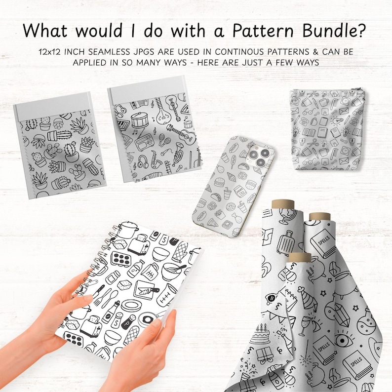 Hand Drawn Doodle Pattern Digital Paper Bundle (seamless JPG) - Etsy ...