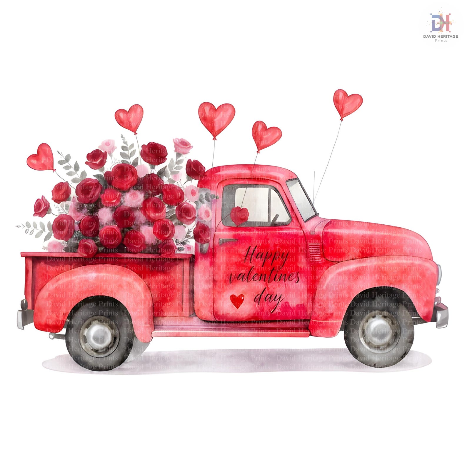 20 Valentine's Day Truck Clipart, Pink Vintage Truck, Valentine ...
