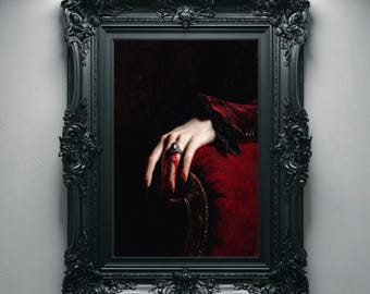 Dark Gothic Vampire Hand Wall Art, Victorian Style Oil Painting Print ...