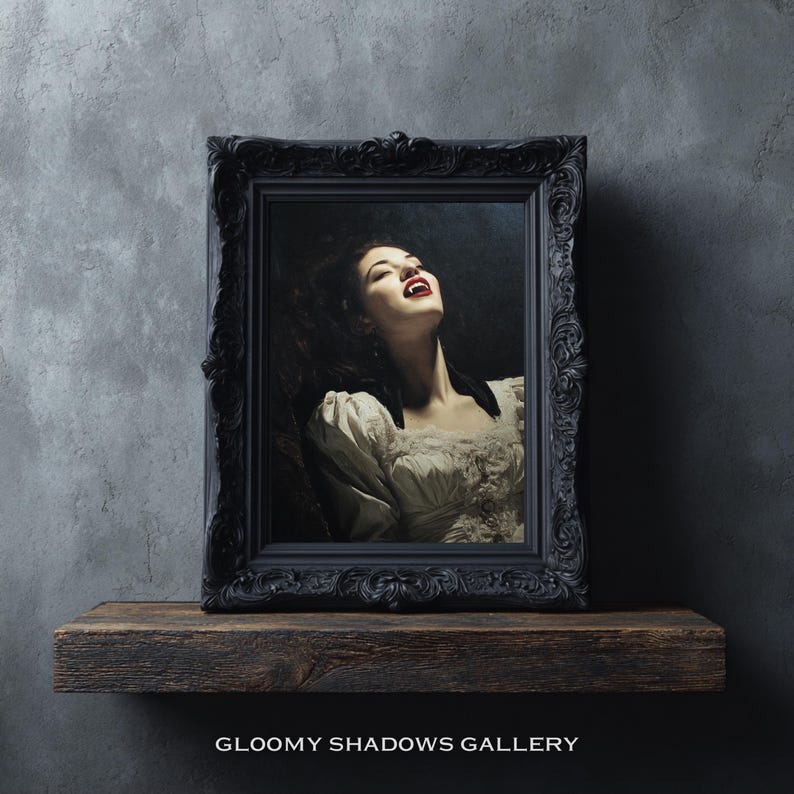 Victorian Vampire Beauty Portrait, Gothic Oil Painting Printable Wall ...