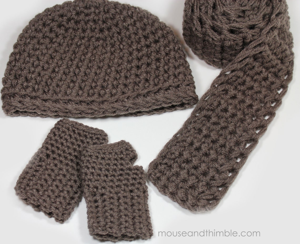 Hat Scarf and Mittens Crochet PATTERN, Toddler Child 3-piece Accessory ...