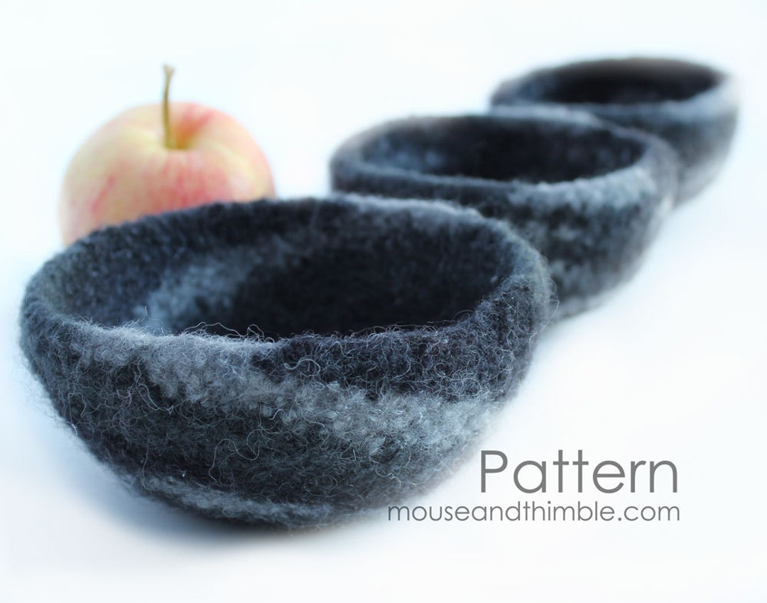 Felted Wool Bowls Crochet PATTERN, Small Graduating Nesting Baskets ...
