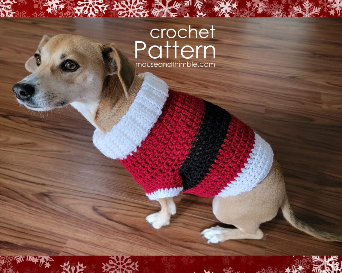 Holiday Dog Sweater Crochet PATTERN Jolly Jumper Santa Coat - Etsy