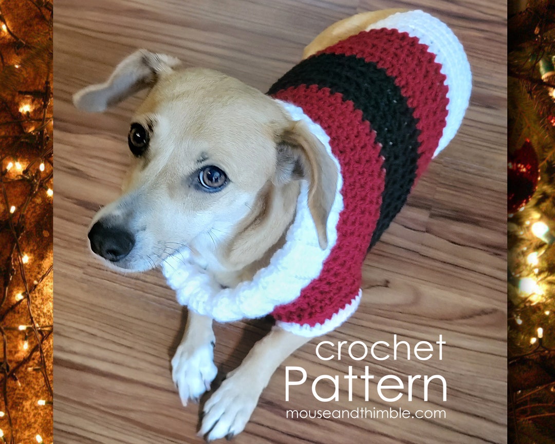 Holiday Dog Sweater Crochet PATTERN, Jolly Jumper Santa Coat Design ...
