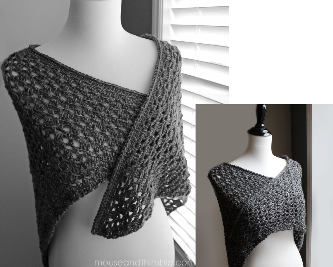 Crochet Shawl PATTERN Tutorial, Short to Long Length, Open Mesh ...