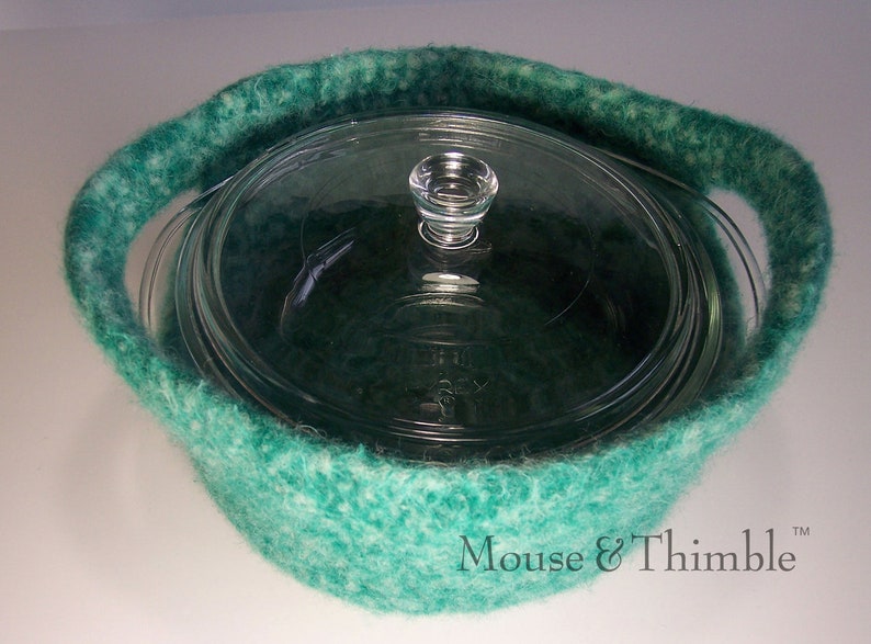 Felted Wool Baskets Crochet PATTERN, Round Two Handle Nesting Bowls ...