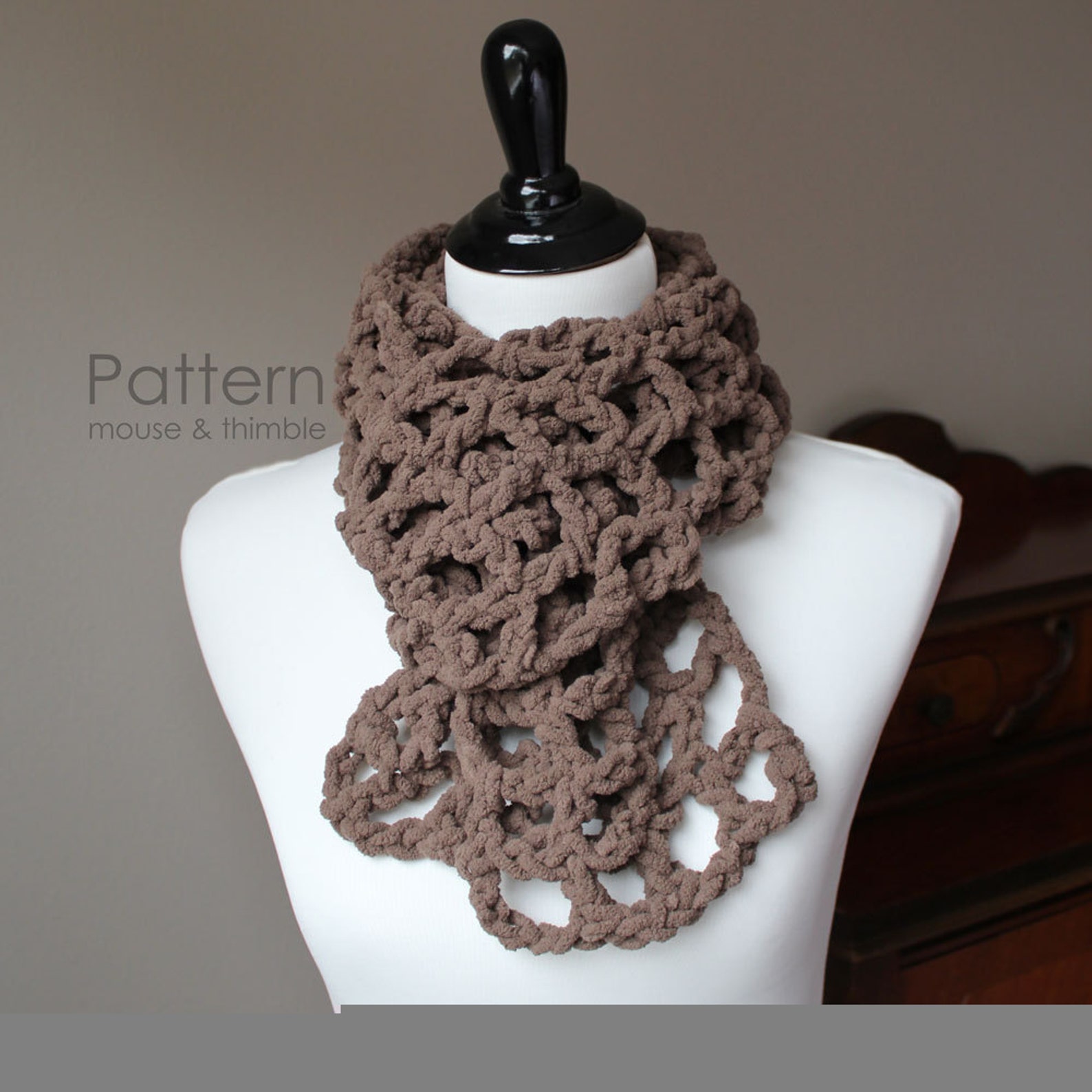 Super Bulky Scarf Crochet PATTERN, Quick and Easy Chunky Chenille ...