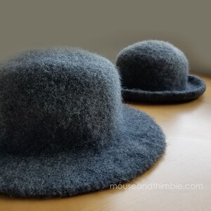 Felted Wool Hat Crochet PATTERN, Flat Brim or Rolled Edge, Easy ...