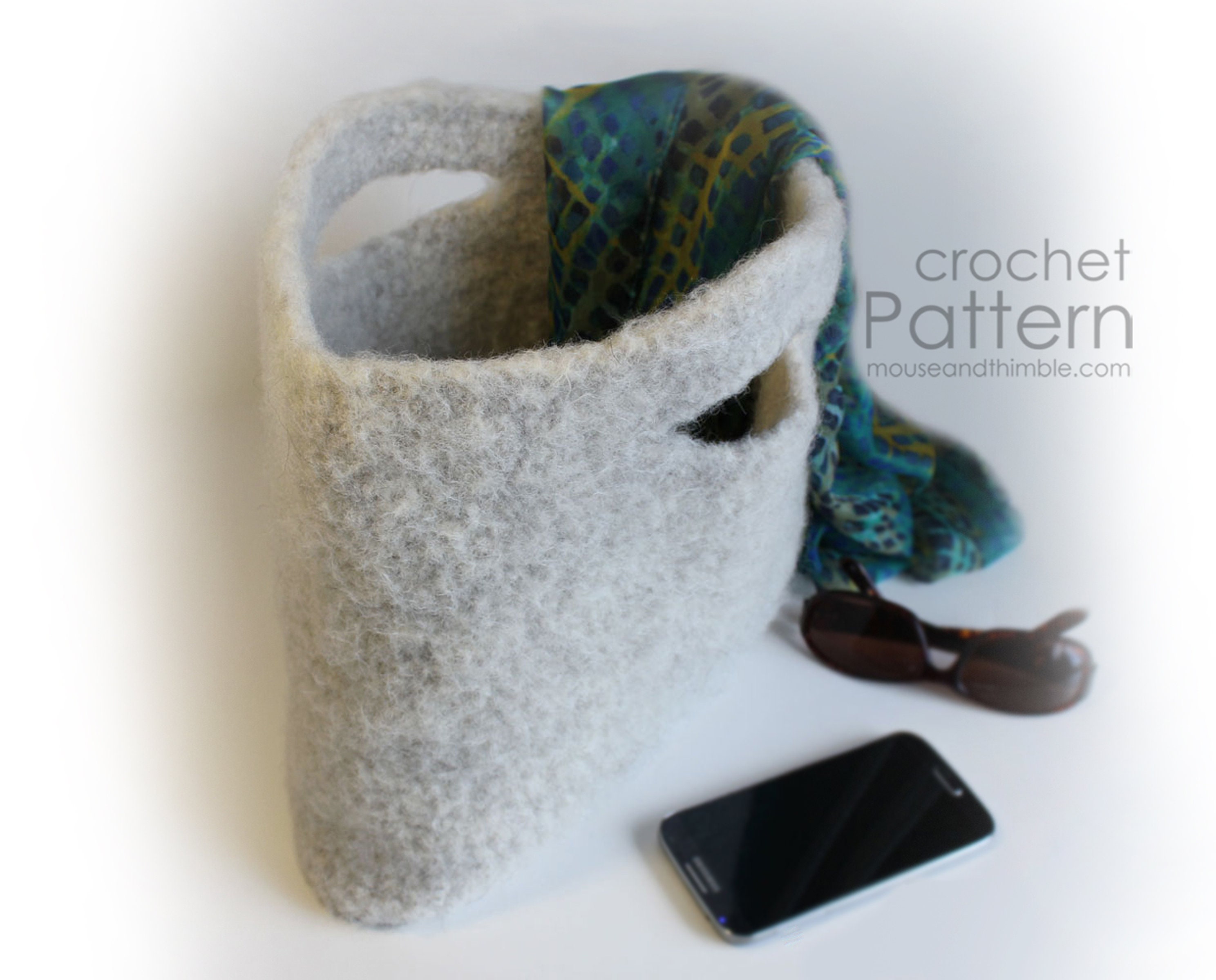 Felted Wool Handbag Crochet PATTERN Two Handle Clutch Bag - Etsy