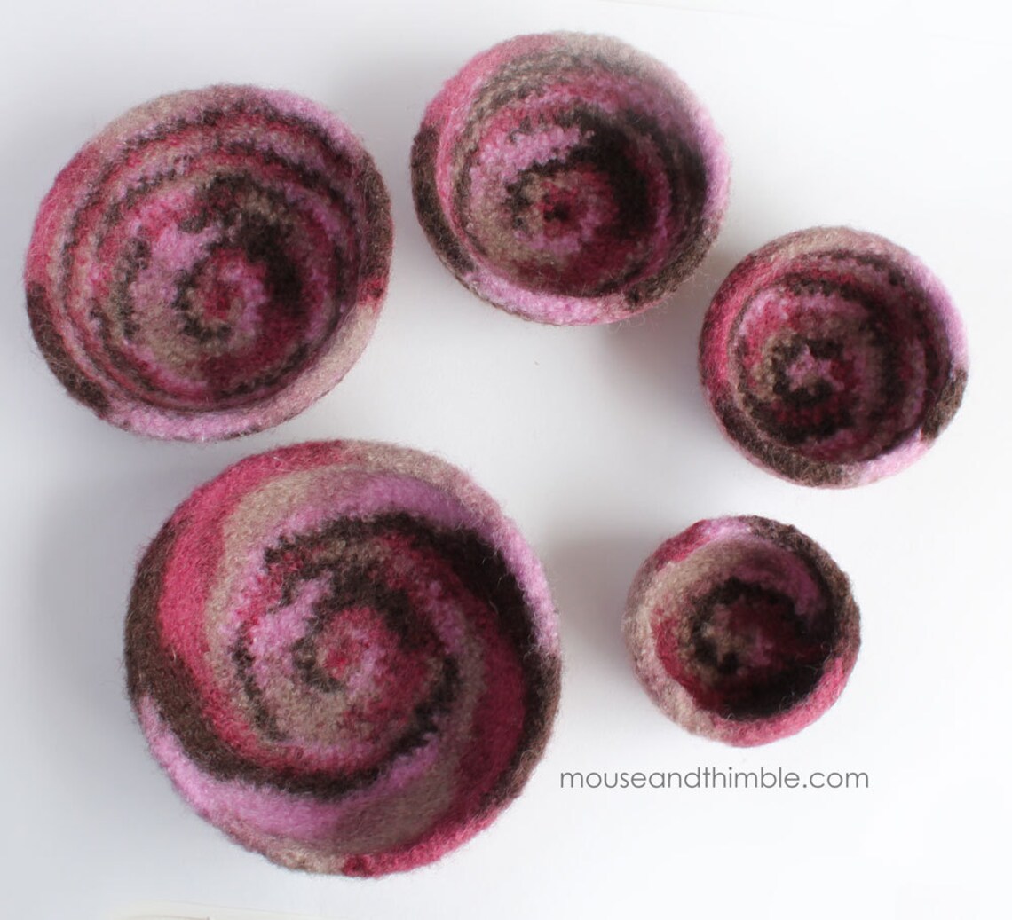 Felted Wool Bowls Crochet PATTERN Small Graduating Nesting - Etsy