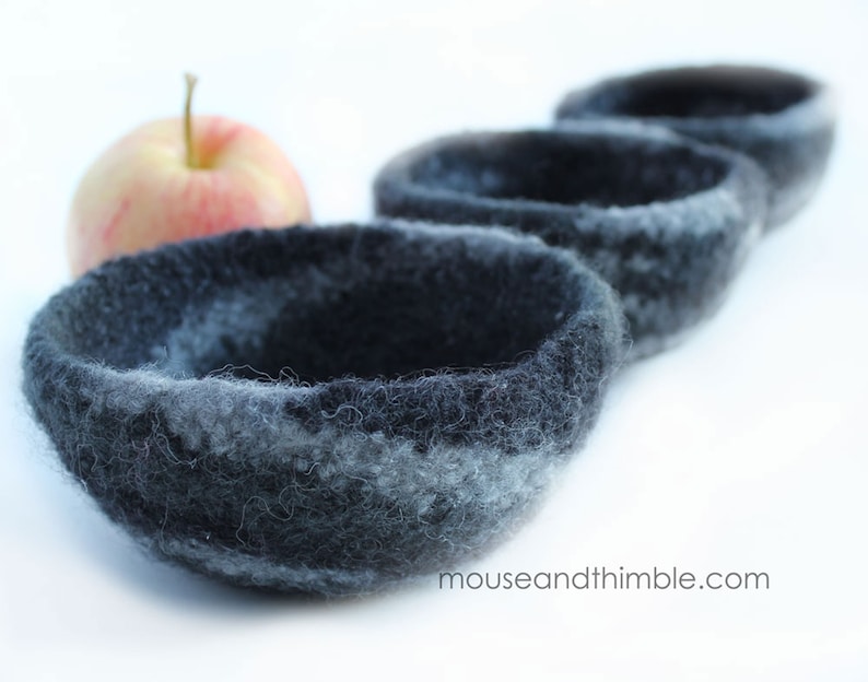Felted Wool Crochet PATTERN Bundle, Handle Baskets and Nesting Bowls ...