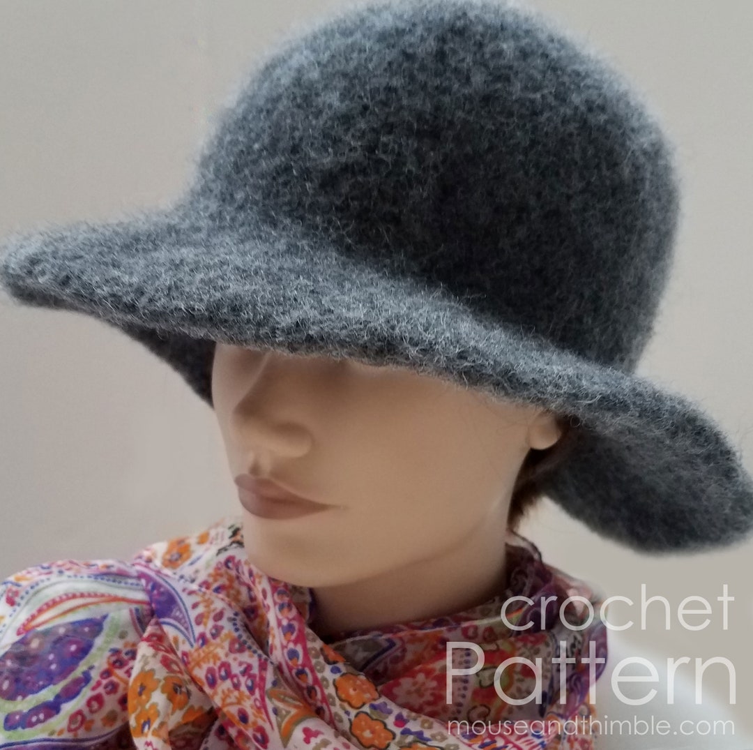 Felted Wool Hat Crochet PATTERN, Flat Brim or Rolled Edge, Easy ...