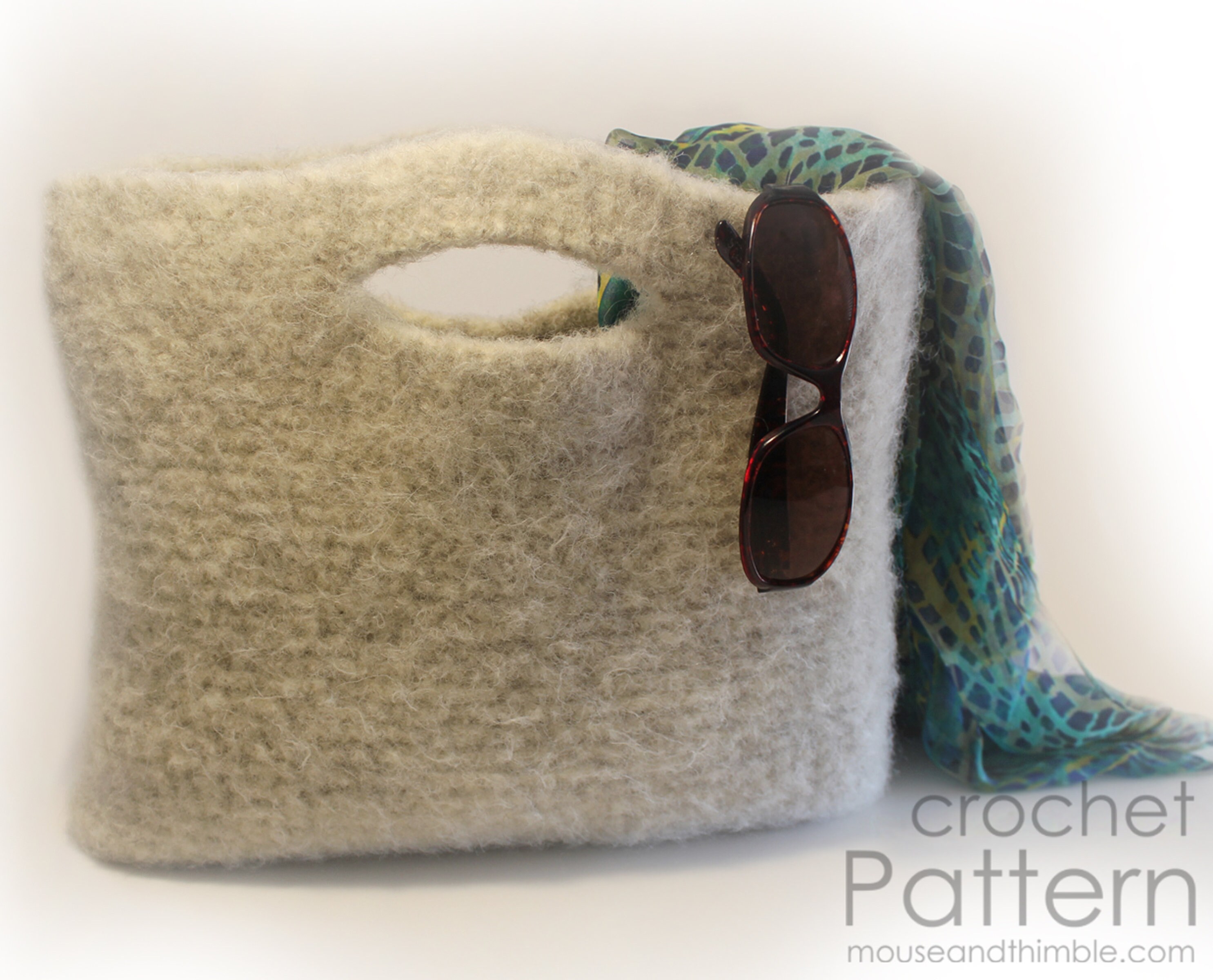 Felted Wool Handbag Crochet PATTERN Two Handle Clutch Bag - Etsy