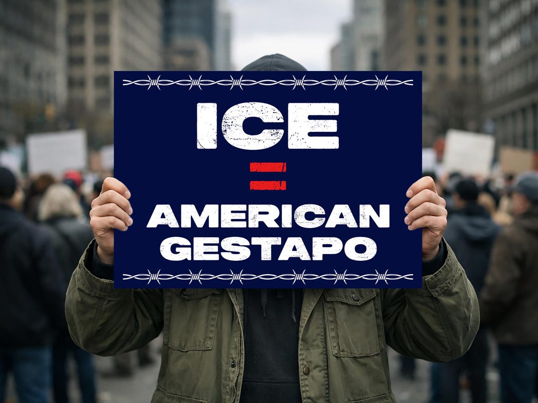 ICE Equals American Gestapo Yard Sign, Anti Fascism Immigration Protest ...