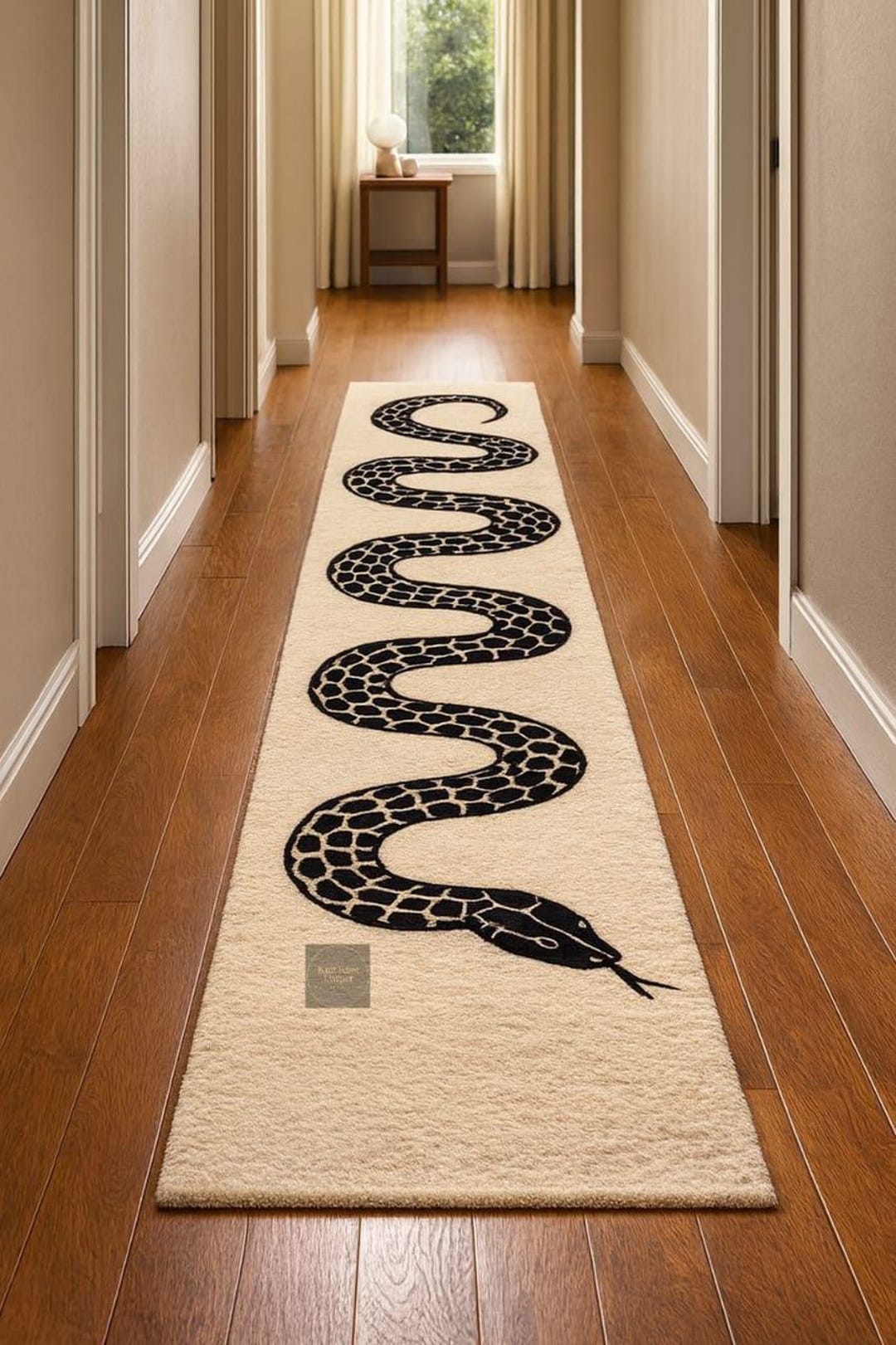 Black Snake Runner Rug for Hallway | Unique Hand-tufted Serpentine ...